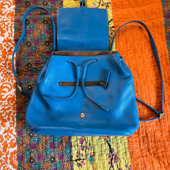 Bags | Coach Leather Backpack Purse Turquoise Blue | Poshmark